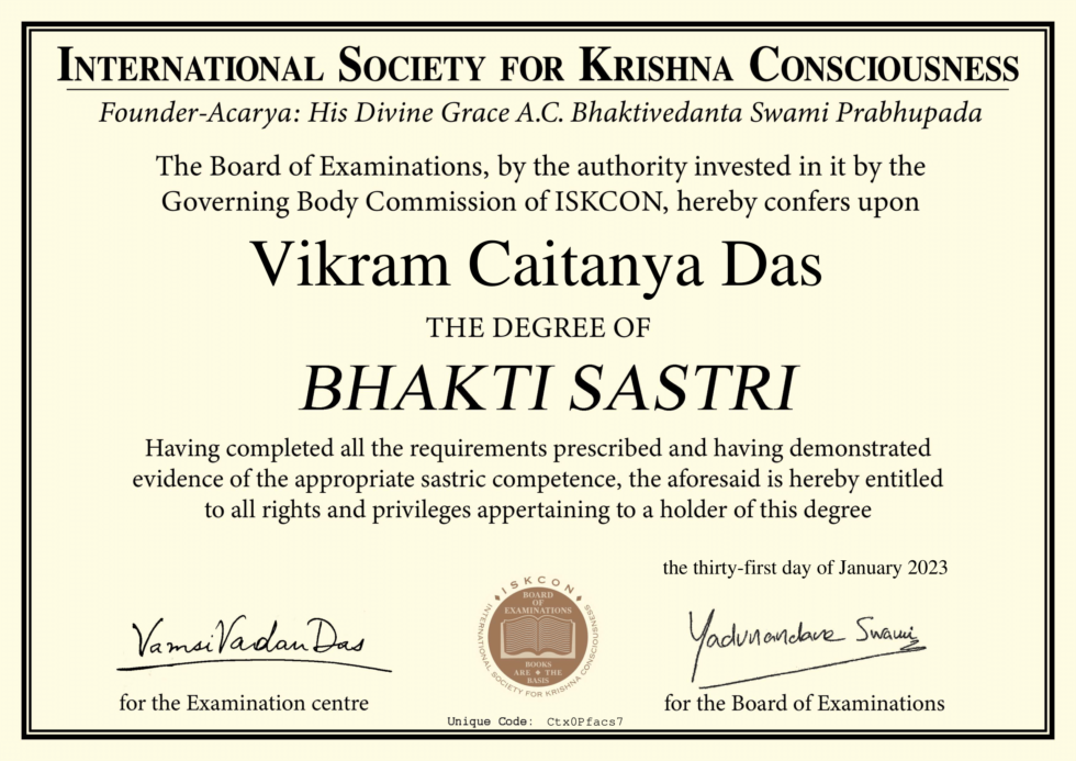 List of official courses in ISKCON | ISKCON Ministry of Education
